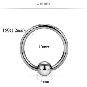 SCERRING 2PCS 16G G23 Titanium Captive Bead Ring Nose Rings Hoop Helix Daith Cartilage Tragus Earrings Eyebrow Body Piercing 10mm