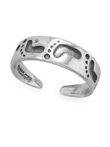 azurebella jewelry toe ring feet footprints in the sand design antiqued sterling silver