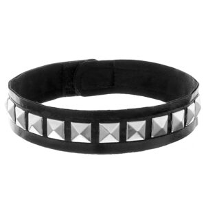 skeleteen biker leather studded choker - gothic punk rock n roll jewelry accessories leather and metal collar costume necklace