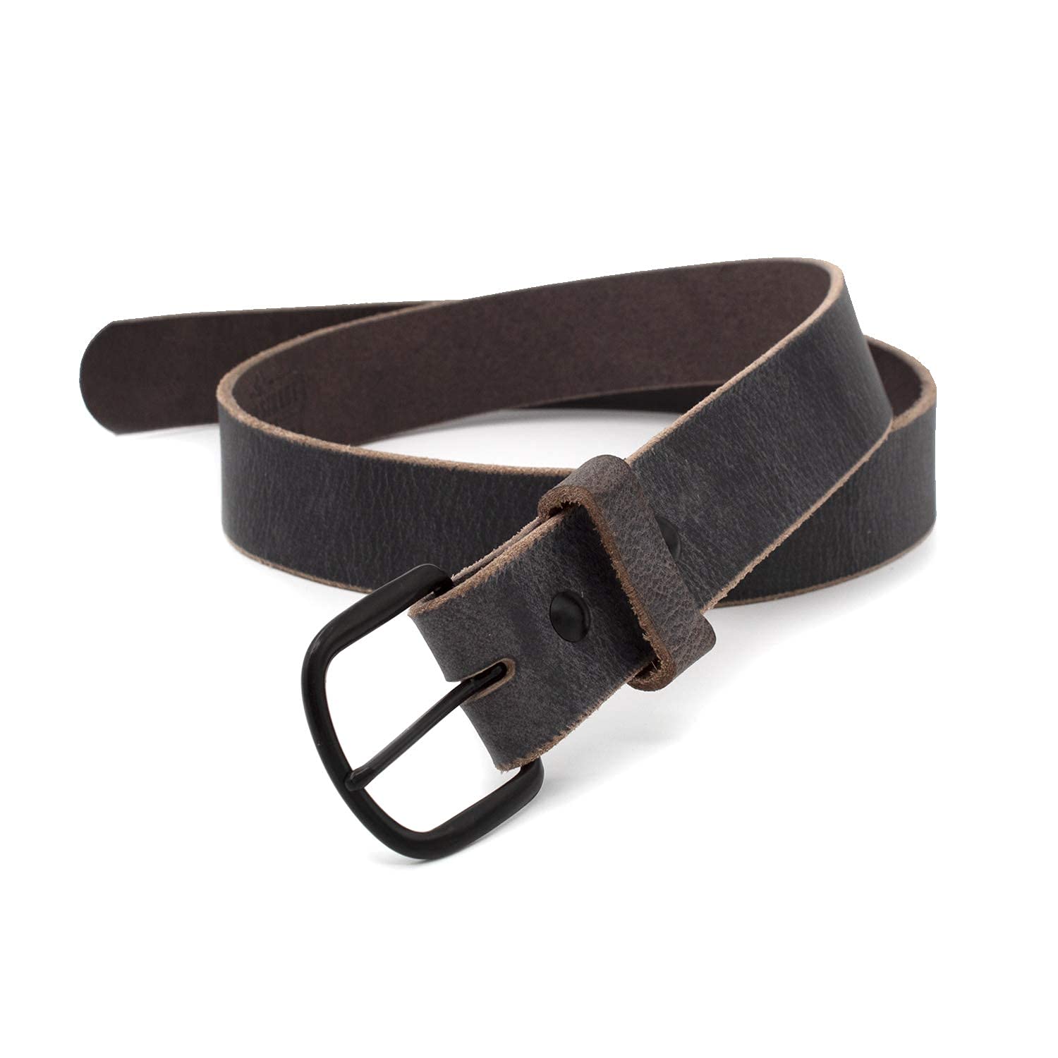 Main Street Forge Bootlegger Leather Belt | Made in USA | Gray with Black Buckle - 46