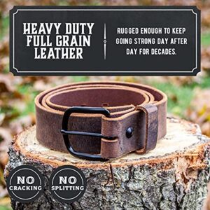 Main Street Forge Bootlegger Leather Belt | Made in USA | Gray with Black Buckle - 46