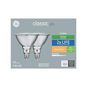 ge classic 90 watt eq led par38 warm white dimmable light bulb (2-pack)