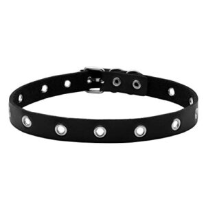 milakoo women men cool punk goth leather collar choker necklace (black)