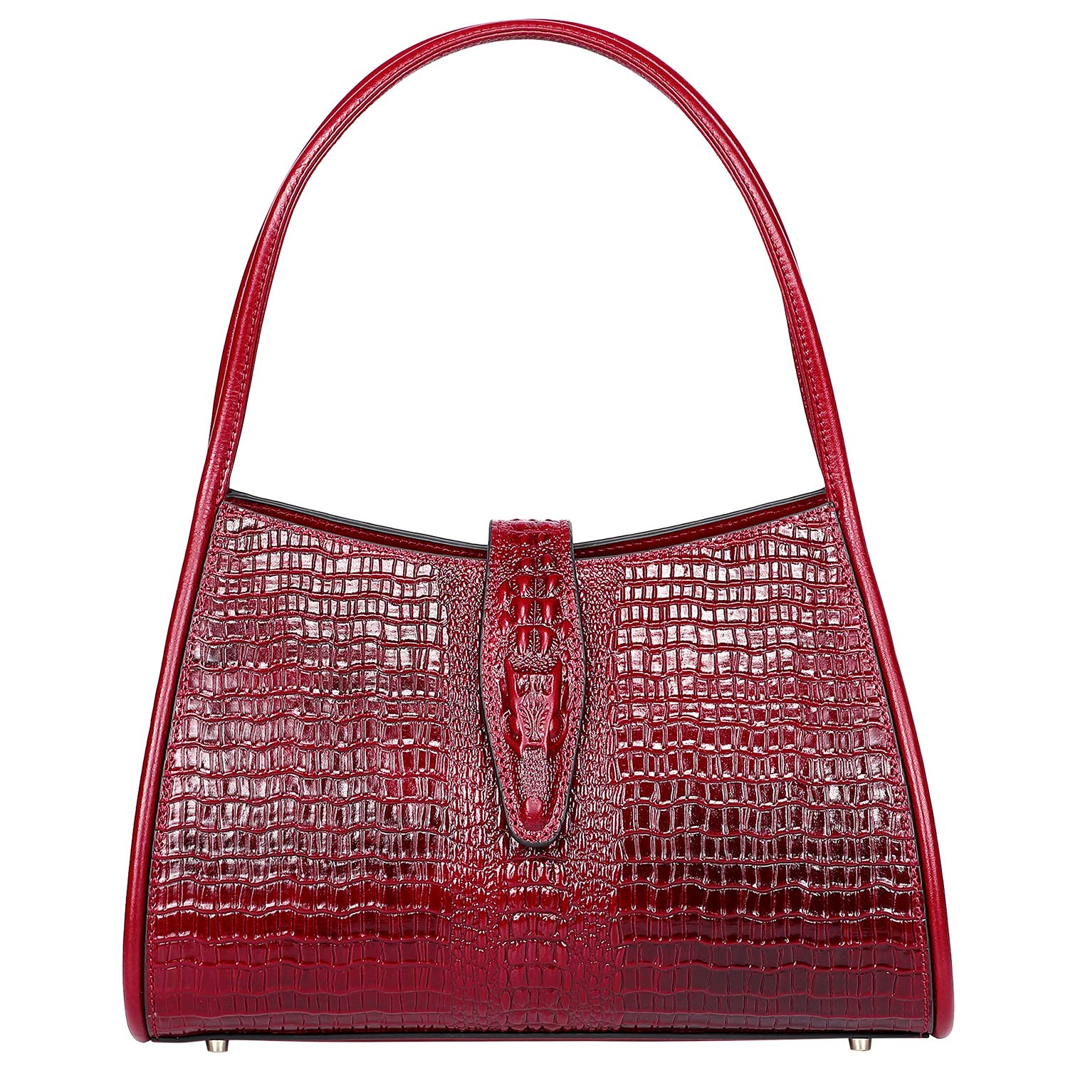 PIJUSHI Designer Shoulder Purses Crocodile Handbags for Women Leather Hobo Shoulder Bags (68022 Red)