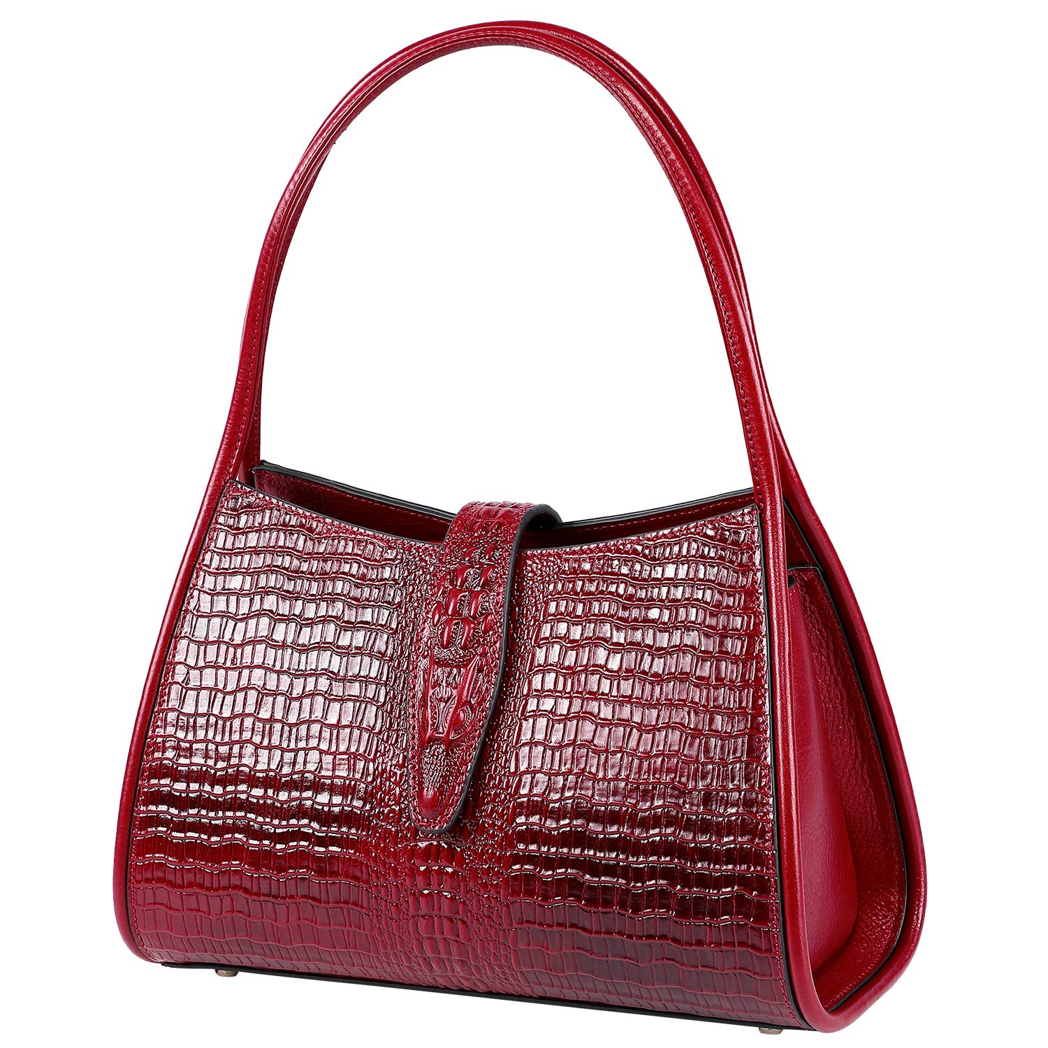 PIJUSHI Designer Shoulder Purses Crocodile Handbags for Women Leather Hobo Shoulder Bags (68022 Red)