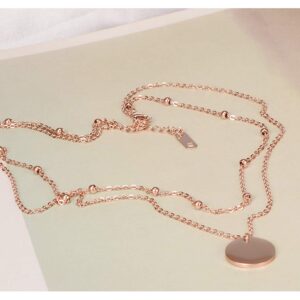 RoseGold Layered Necklace for Women - Coin Choker Necklace Charm Pendant Necklace