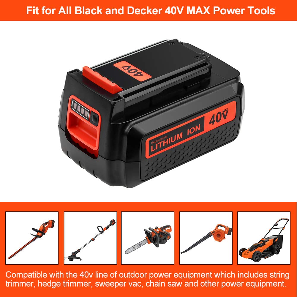 3.0Ah Replacement for Black and Decker 40V Lithium Battery LBX2040 LBXR36 LBXR2036 LST540 LCS1240 LBX1540 LST136W LBX2540 LST136 LHT2436 LSW36 Cordless Tools Battery