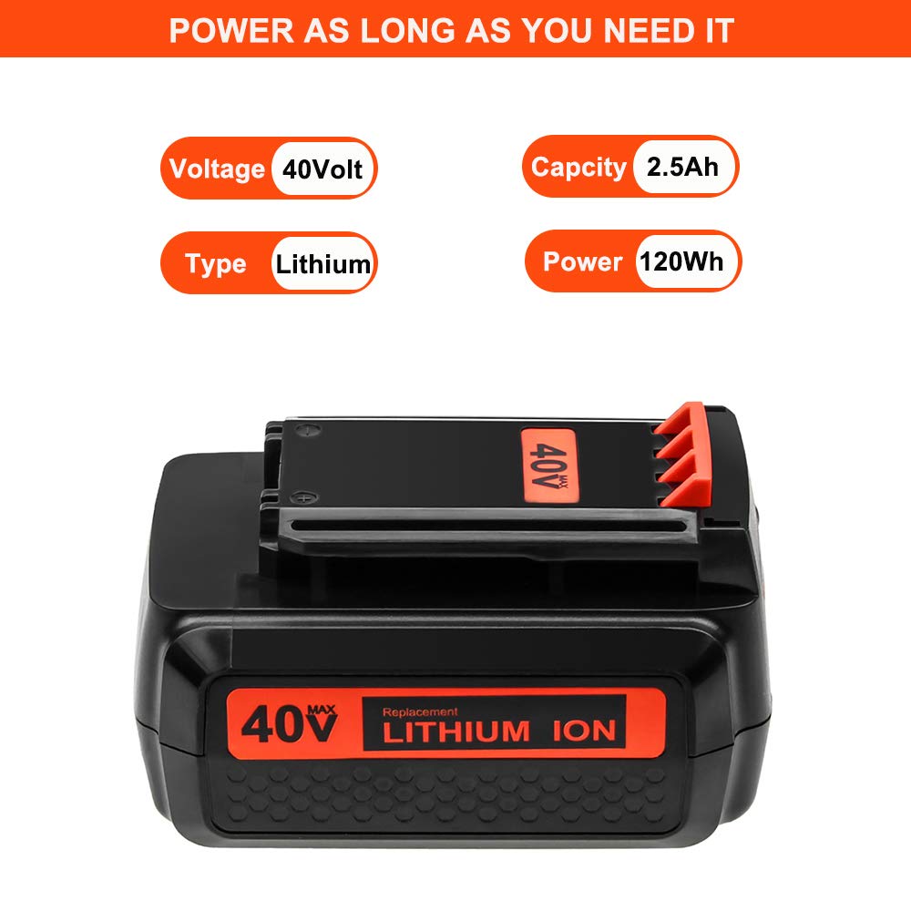 3.0Ah Replacement for Black and Decker 40V Lithium Battery LBX2040 LBXR36 LBXR2036 LST540 LCS1240 LBX1540 LST136W LBX2540 LST136 LHT2436 LSW36 Cordless Tools Battery