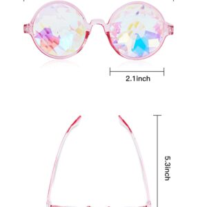 Frienda 3 Pairs Kaleidoscope Rave Glasses Festivals Goggle Rainbow Sunglass Kaleidoscope Sunglass Prism Refraction Glasses(Black, Clear, Pink)