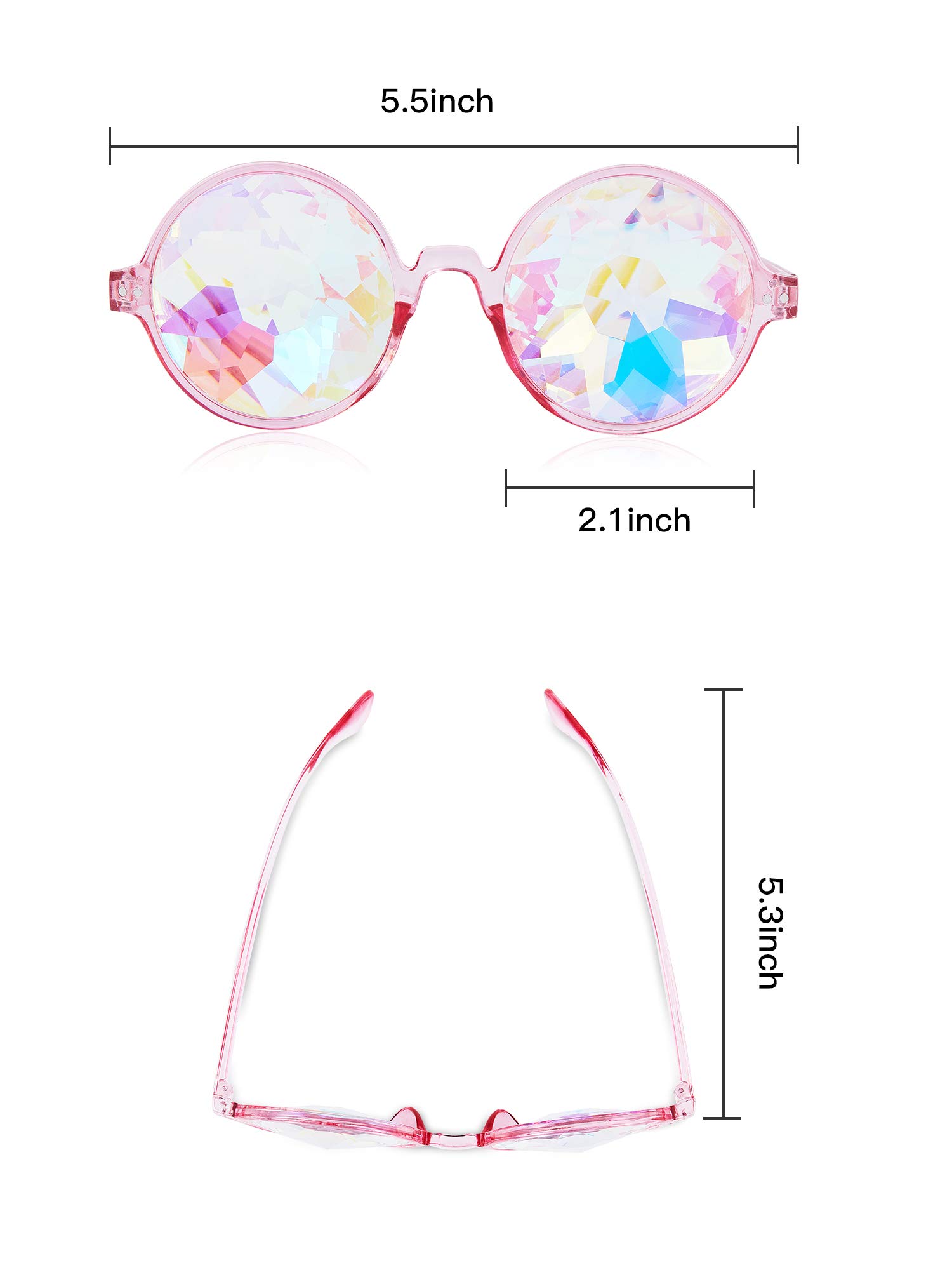 Frienda 3 Pairs Kaleidoscope Rave Glasses Festivals Goggle Rainbow Sunglass Kaleidoscope Sunglass Prism Refraction Glasses(Black, Clear, Pink)