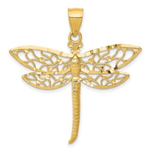 jewelry stores network 14k yellow gold solid open back dragonfly pendant 37 mm x 38 mm