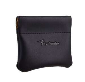 travelambo leather squeeze coin purse pouch change holder for men & women (01 vintage black)