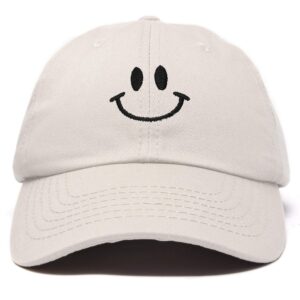 dalix smile baseball cap smiling face happy dad hat men women teens in beige