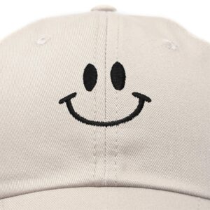 DALIX Smile Baseball Cap Smiling Face Happy Dad Hat Men Women Teens in Beige