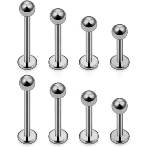 scerring 8pcs 16g g23 titanium labret monroe lip tragus cartilage earring ring stud piercing jewelry 6mm 8mm 10mm 12mm