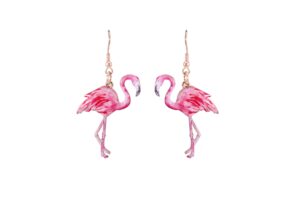 pink cute flamingo summer metal dangle earring no.401