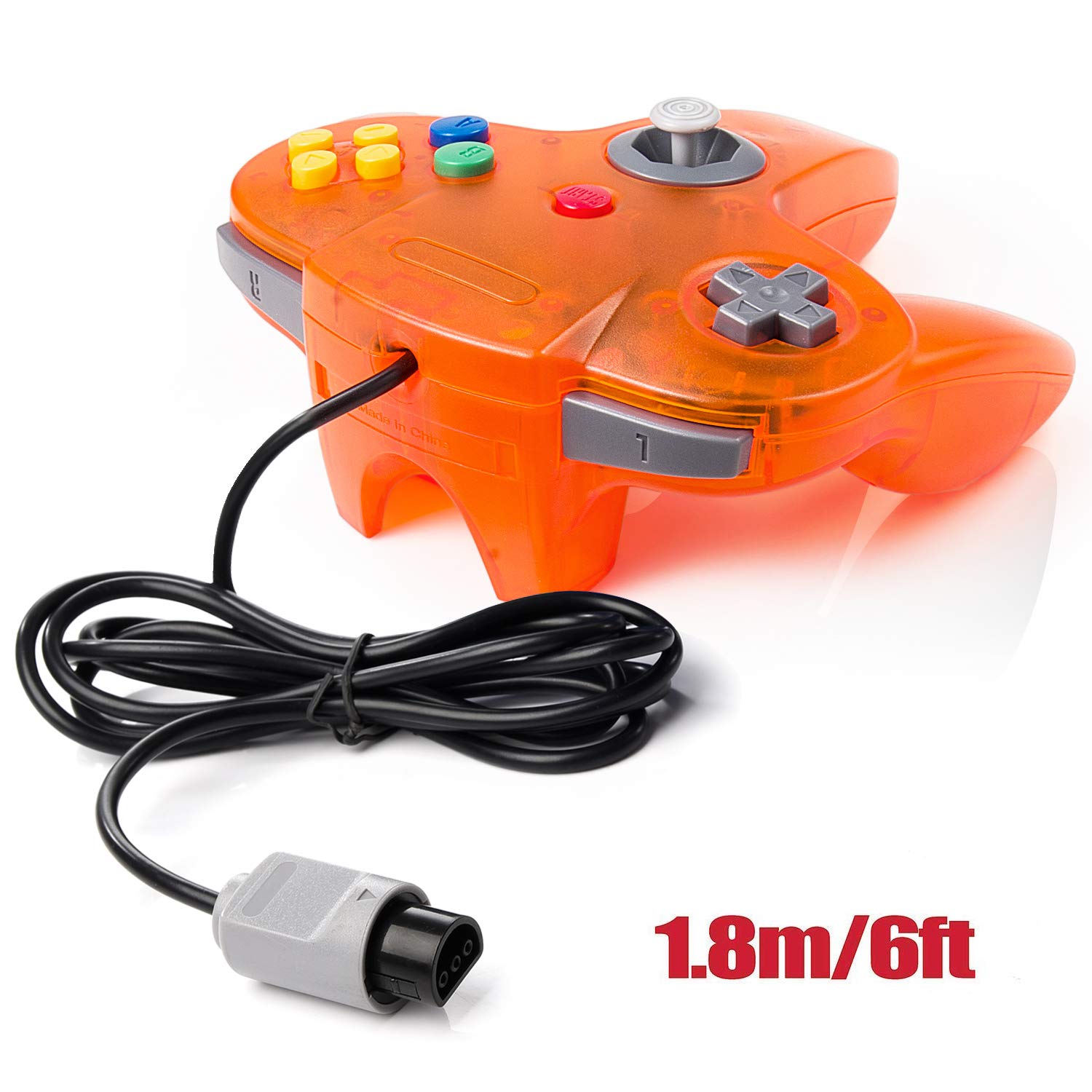 miadore 2 Packs Classic 64 Wired Controller Joystick for N64 Video Game System N64 Console (Jungle Green and Orange)