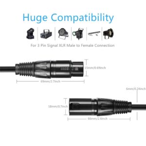 25 ft Flexible DMX Cable, JLPOW Gold-Plated 3 Pin Signal XLR Male to Female DMX Cable Wire, Best for DJ Stage Lighting Moving Head Lights Par Light (4 Pack)