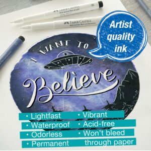 Faber-Castell White Pitt Artist Pen Set - 4 Opaque White India Ink Artist Markers - Lettering and Illustration Marker Set