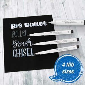 Faber-Castell White Pitt Artist Pen Set - 4 Opaque White India Ink Artist Markers - Lettering and Illustration Marker Set