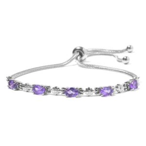 shop lc purple amethyst bolo adjustable bracelet for women birthstone jewelry slider chain birthday gifts for women