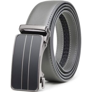 founders & c mens ratchet dress belt leather 1 3/8" with automatic click slide buckle,adjustable trim to fit(28"-42" waist adjustable, click belt w gray leather)