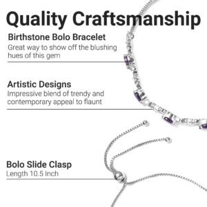 Shop LC Purple Amethyst Bolo Adjustable Bracelet for Women Birthstone Jewelry Slider Chain Birthday Gifts for Women