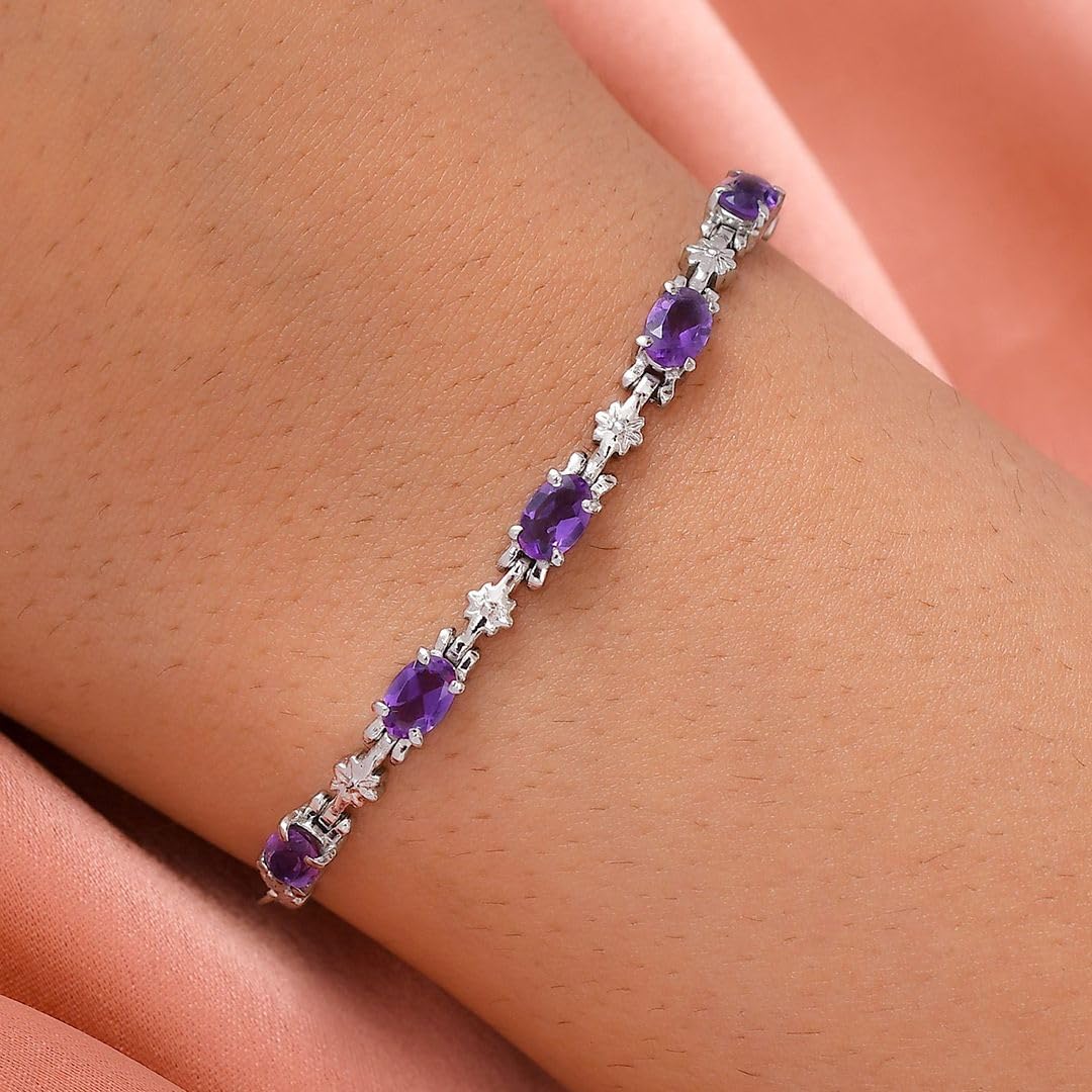 Shop LC Purple Amethyst Bolo Adjustable Bracelet for Women Birthstone Jewelry Slider Chain Birthday Gifts for Women