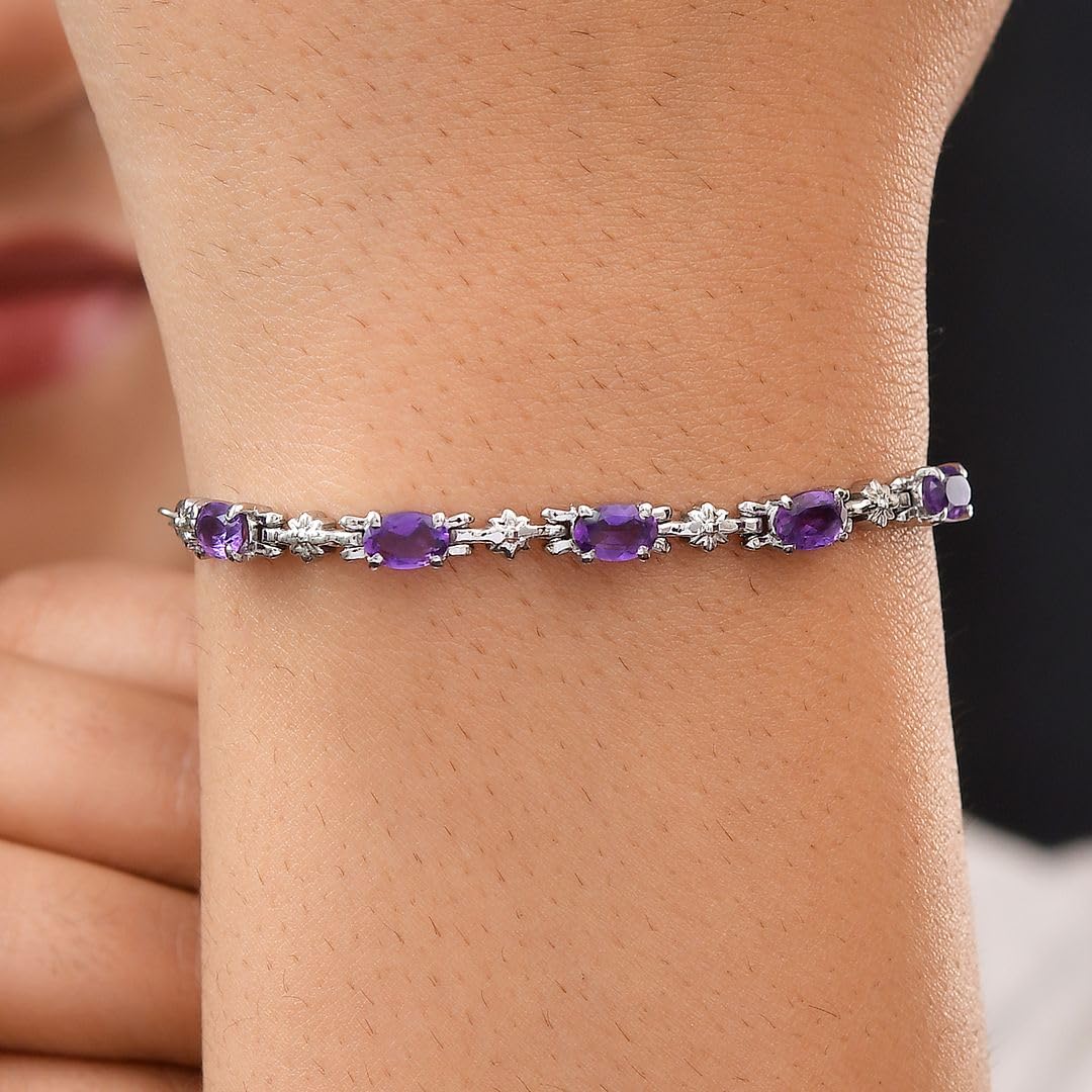 Shop LC Purple Amethyst Bolo Adjustable Bracelet for Women Birthstone Jewelry Slider Chain Birthday Gifts for Women