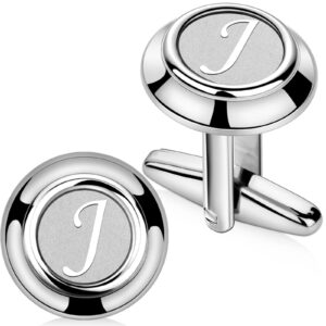 amiter 26 letters cufflinks for men, initial cuff links tuxedo shirt studs for business, wedding, anniversary