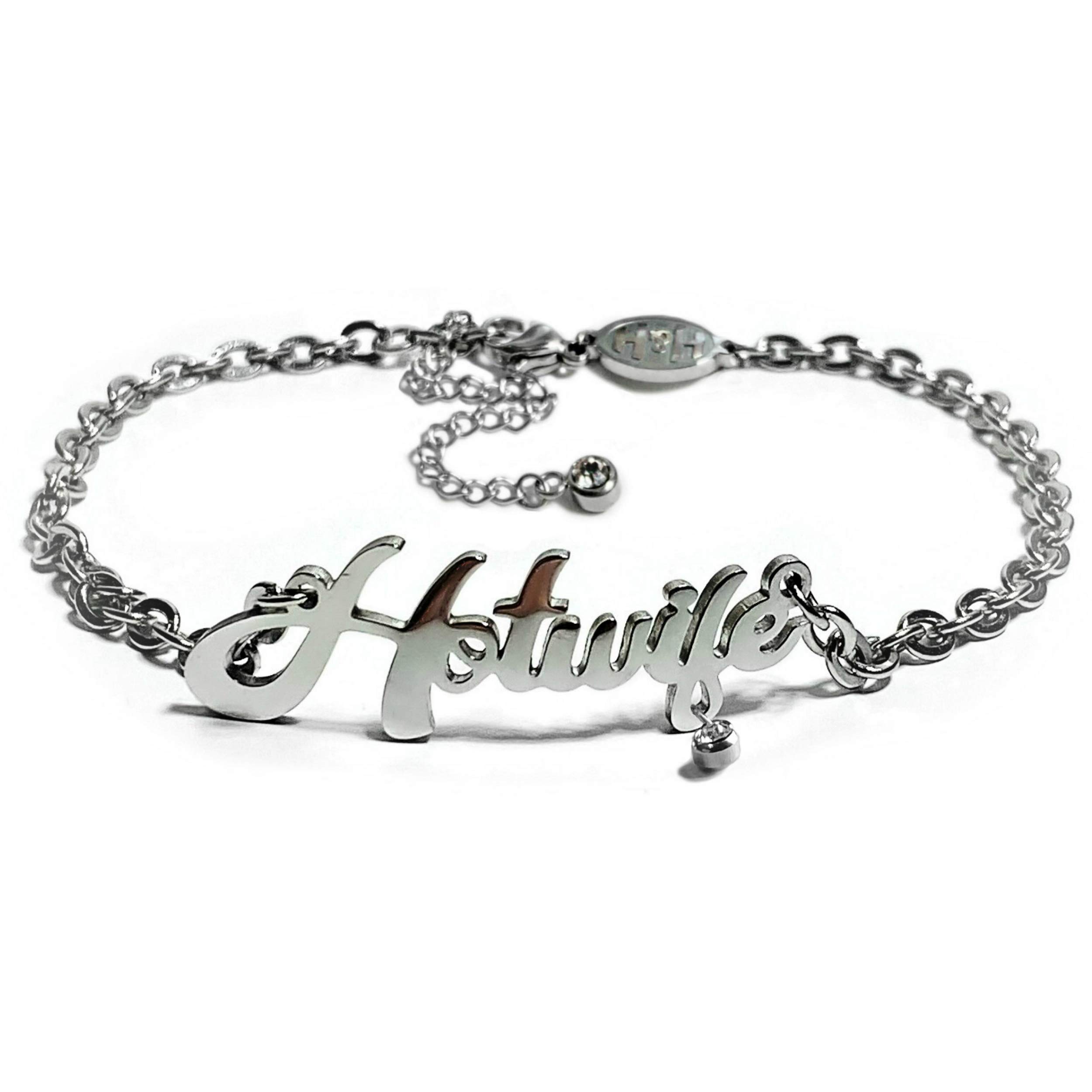 His and Hers Intimates ? HOTWIFE ? Stainless Steel Anklet, Necklace & Bracelet Jewelry - Hot Wife, Queen of Spades, Vixen, Threesome, Naughty, QOS, MFM, Swinger (HOTWIFE Anklet)