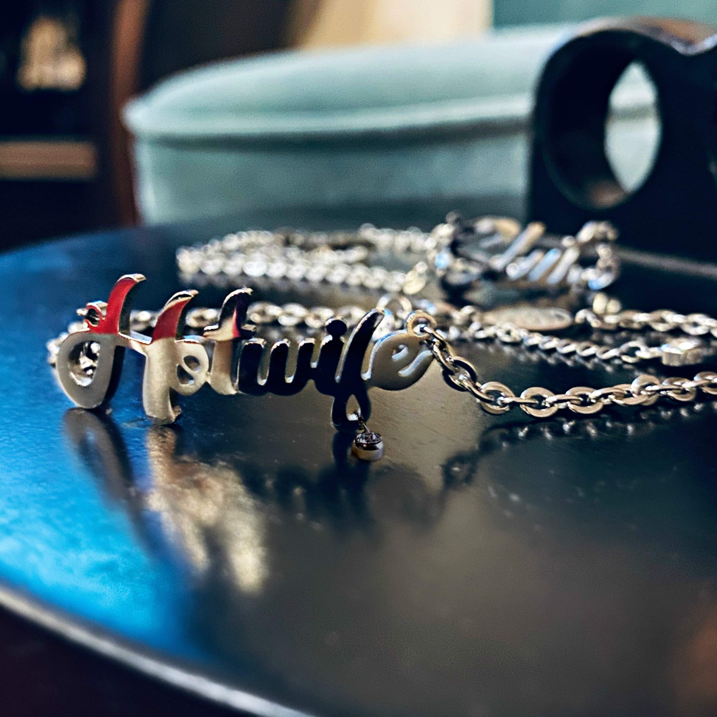 His and Hers Intimates ? HOTWIFE ? Stainless Steel Anklet, Necklace & Bracelet Jewelry - Hot Wife, Queen of Spades, Vixen, Threesome, Naughty, QOS, MFM, Swinger (HOTWIFE Anklet)