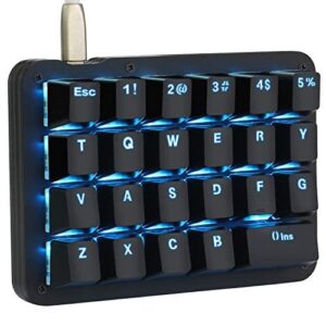 koolertron one handed macro mechanical keyboard,blue led backlit portable mini one-handed mechanical gaming keypad 23 fully programmable keys (blue backlit/blue switches)