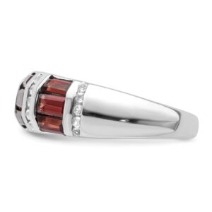 IceCarats 925 Sterling Silver Baguette Red Garnet White Topaz Ring Gemstone Band Size 6