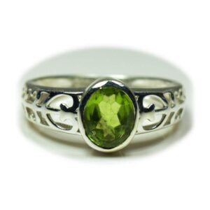 55carat natural peridot ring 925 sterling silver oval cut august birthstone bezel style jewelry size 4-13