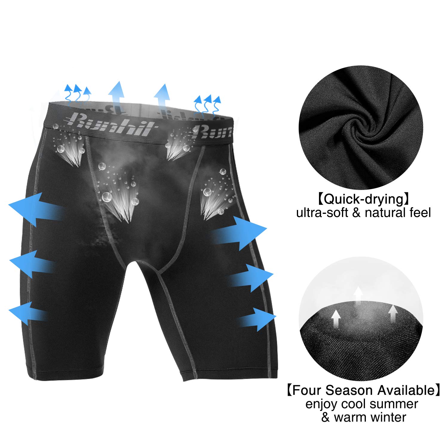 Runhit Men's Compression Shorts(3 Pack),Compression Spandex Yoga Shorts Running Underwear Workout Athletic Sports Shorts