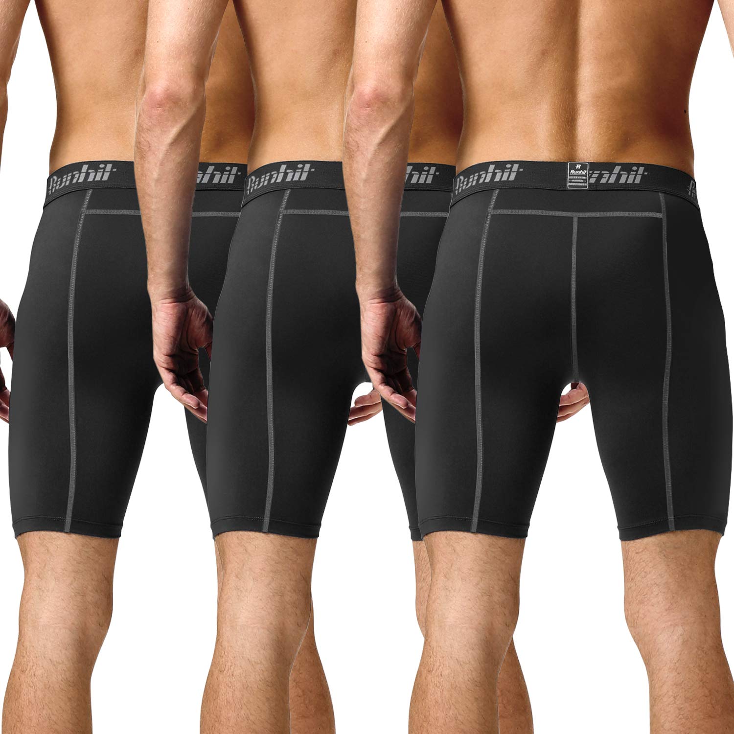 Runhit Men's Compression Shorts(3 Pack),Compression Spandex Yoga Shorts Running Underwear Workout Athletic Sports Shorts