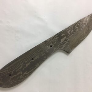 8 inches long hand forged Damascus steel straight back blank blade skinning knife with 3 pin hole. 3.5 inches cutting edge