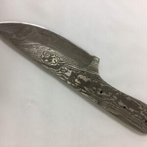 8 inches long hand forged Damascus steel straight back blank blade skinning knife with 3 pin hole. 3.5 inches cutting edge