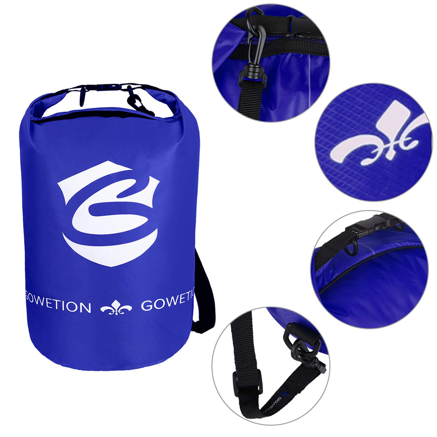 GOWETION Waterproof Floating Dry Bag Roll Top Compression Sack, Outdoor Activities for Submersible Kayaking Fishing Boating Beach Swimming Travel Voyager Camping 10L Waterproof Storage Bag