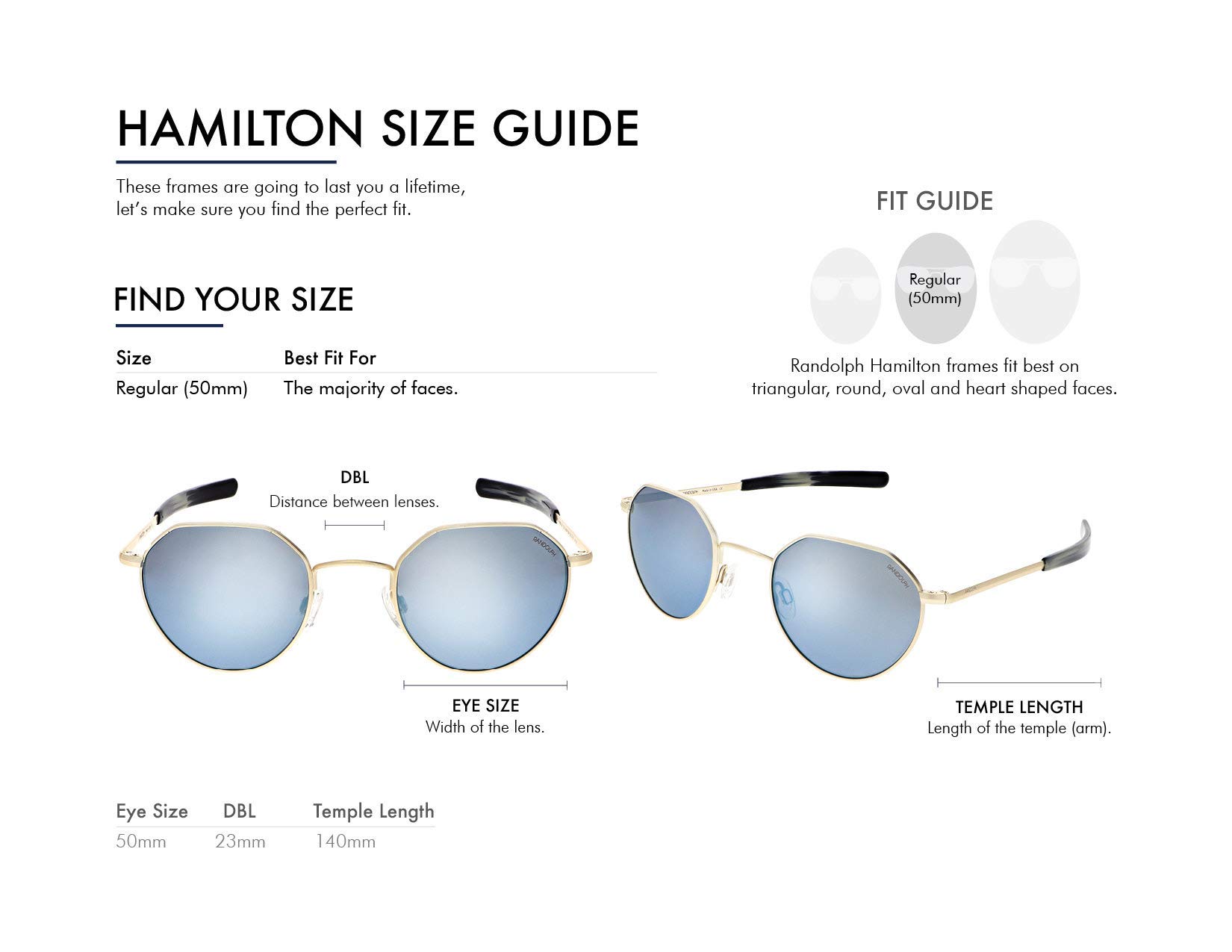 Randolph USA | Hamilton Round Hexagon Sunglasses for Men or Women Polarized 100% UV