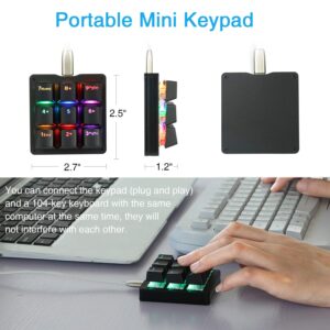 Koolertron One Handed Macro Mechanical Keyboard, RGB LED Backlit Portable Mini One-Handed Mechanical Gaming Keypad OSU! Keyboard 9 Fully Programmable Keys Blue Switches