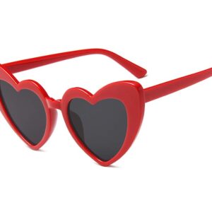 JUSLINK Heart Shaped Sunglasses for Women, Cat Eye Mod Style Retro Kurt Cobain Glasses(Red)