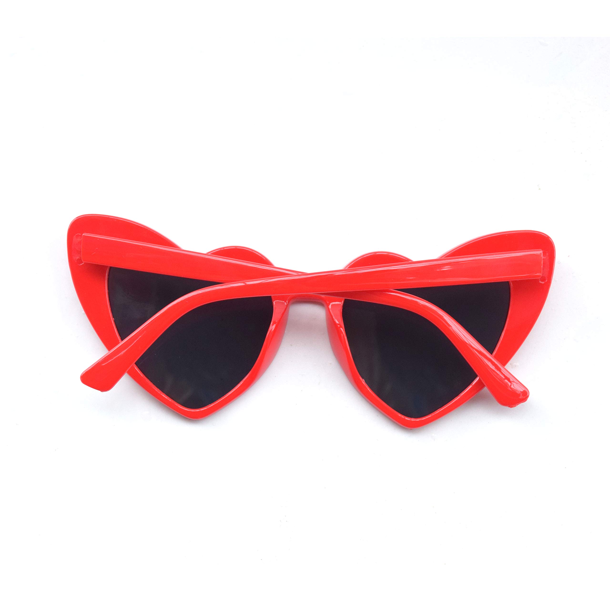 JUSLINK Heart Shaped Sunglasses for Women, Cat Eye Mod Style Retro Kurt Cobain Glasses(Red)