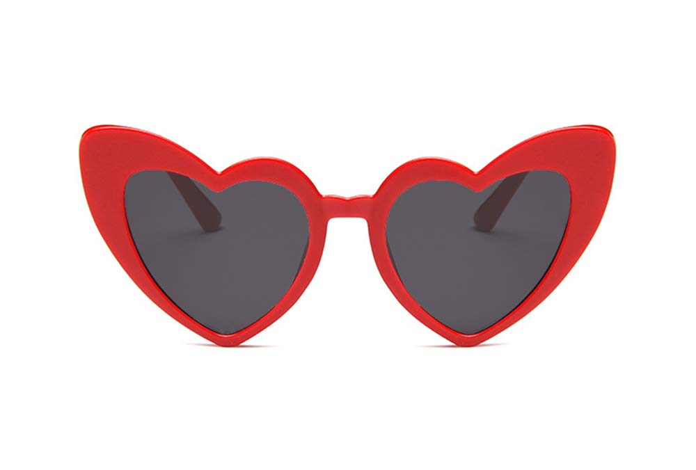 JUSLINK Heart Shaped Sunglasses for Women, Cat Eye Mod Style Retro Kurt Cobain Glasses(Red)