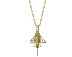 across the puddle, ancient golden jet-3 24k gold plated .950 silver 1.1in pendant with 20in silver sterling chain | pre-columbian quimbaya flyer | ancient astronauts | original golden jets collection