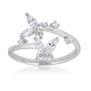 avora 925 sterling silver adjustable butterfly toe ring with white simulated diamond cz