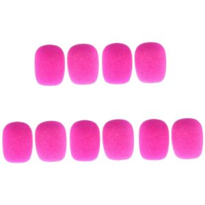 almencla 10pcs lapel headset microphone windscreens foam microphone covers, mini size, fushcia