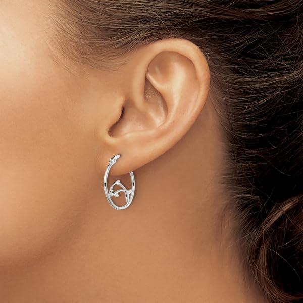 925 Sterling Silver Sea Dolphin Ocean Fish Beach Nautical Hoop Earrings