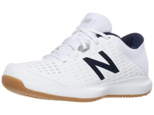 new balance mens 696 v4 hard court tennis shoe, white/navy, 10.5 us